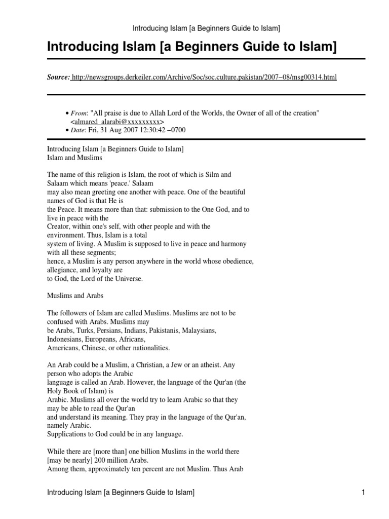 Islam For Beginners | PDF | Prophets And Messengers In Islam | Mosque