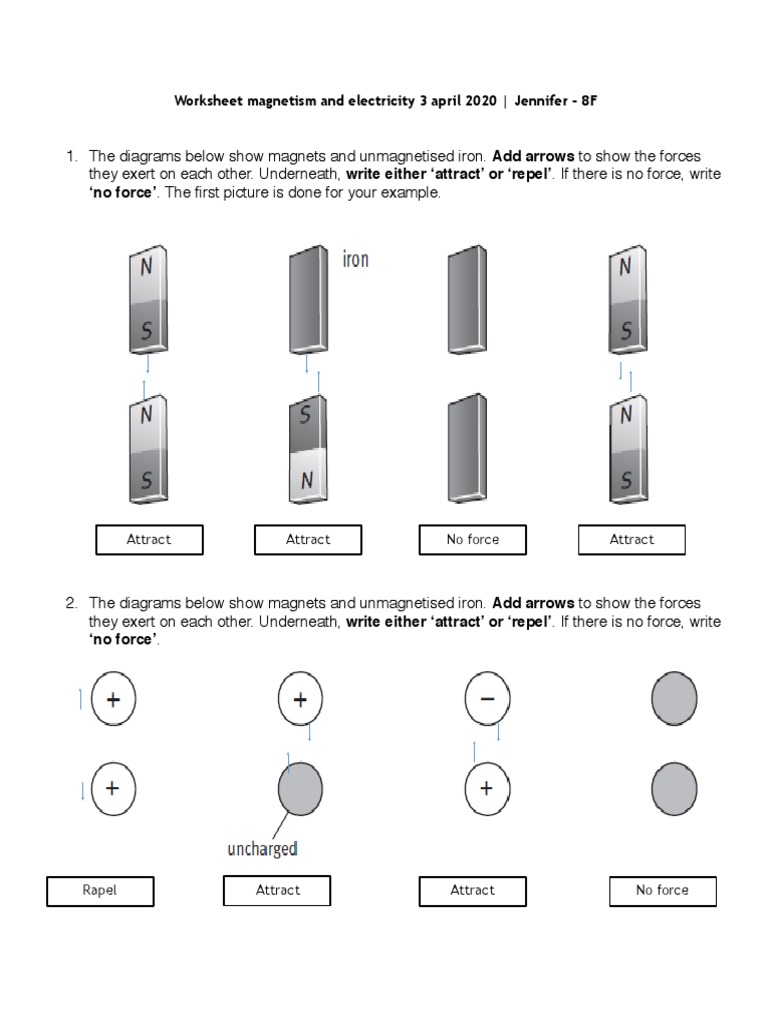 Magnetism and Electricity Worksheet | PDF