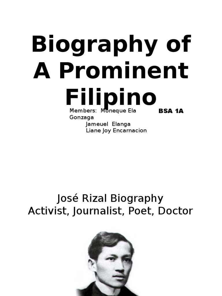 Biography of A Prominent Filipino: Members: Moneque Ela Gonzaga Jameuel ...