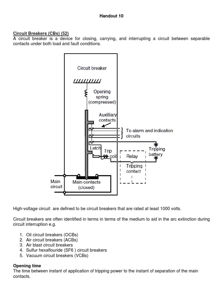 Circuit Breakers (CBS) (52) : Handout 10 | PDF | Electric Arc ...