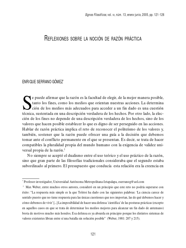 Reflexiones sobre la razón práctica | PDF | Razón | Immanuel Kant