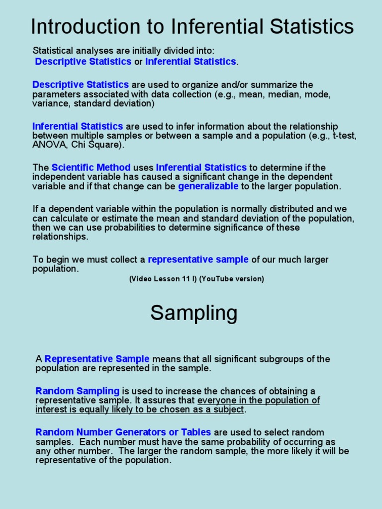 Introduction To Inferential Statistics | PDF | Mean | Type I And Type Ii Errors
