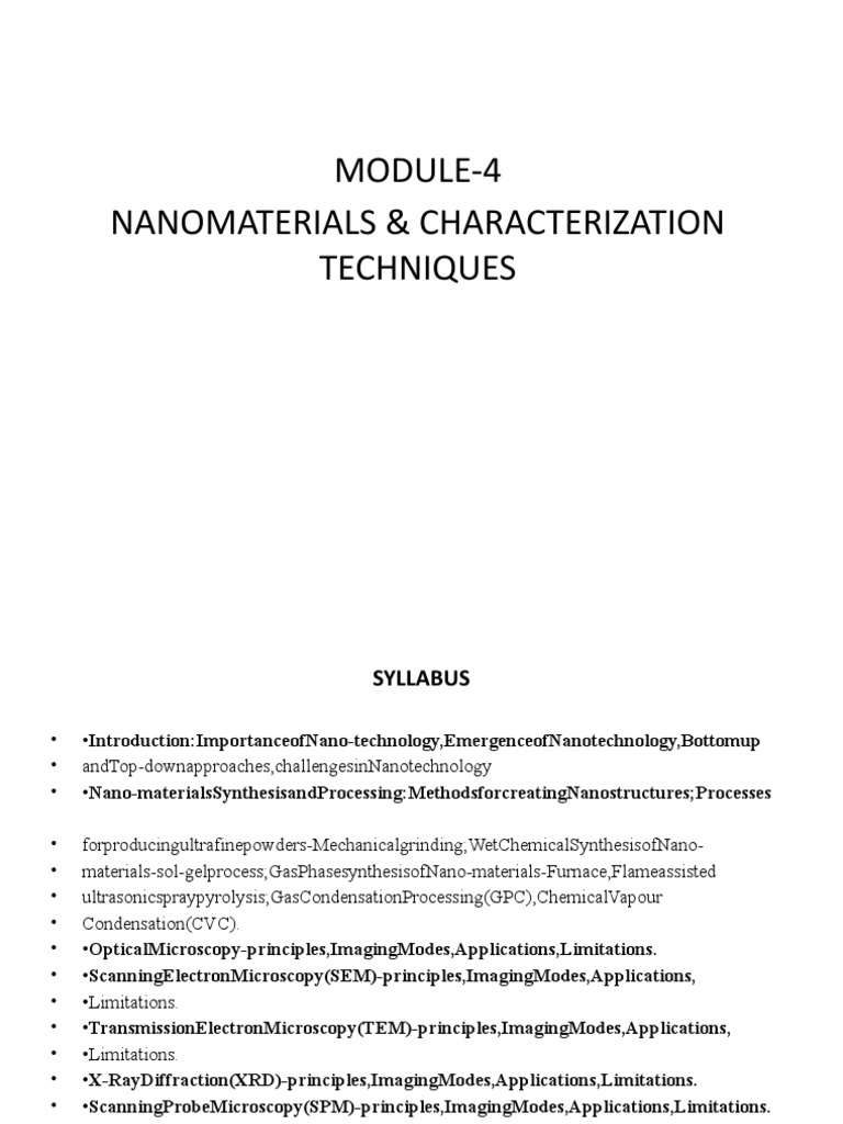 Module-4 Nanomaterials & Characterization Techniques | Download Free ...