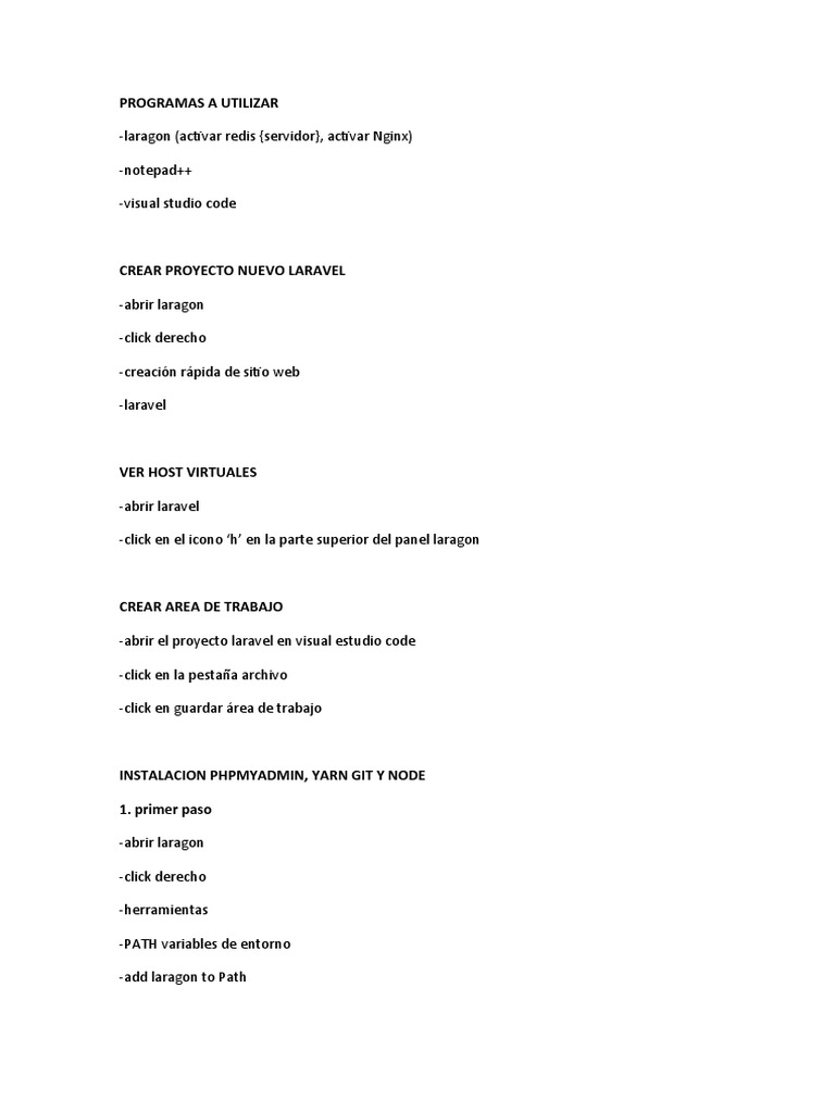 Comandos Laravel | PDF | Software de la aplicacion | Software del sistema