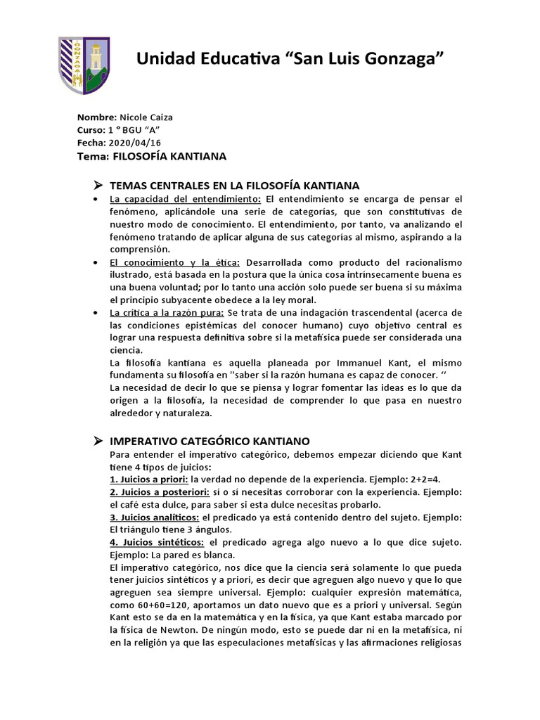 Filosofía Moderna (Criticismo e Idealismo) | PDF | Immanuel Kant ...