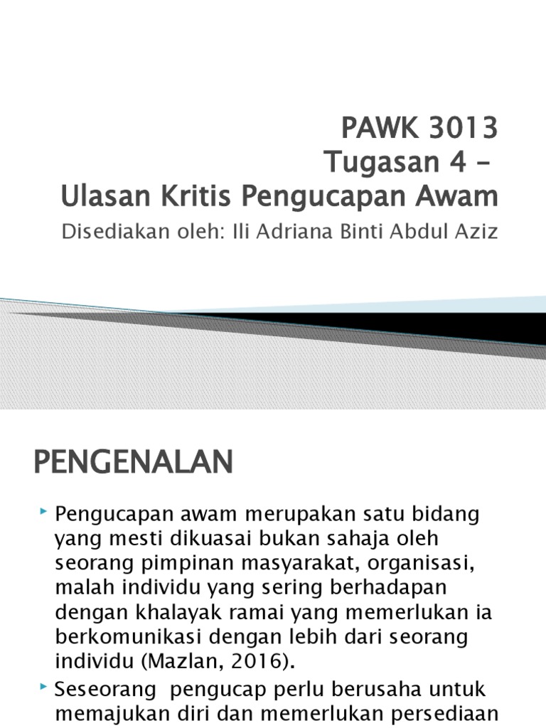 Ulasan Kritis Pengucapan Awam PAWK 3013 | PDF | Sains & Matematika