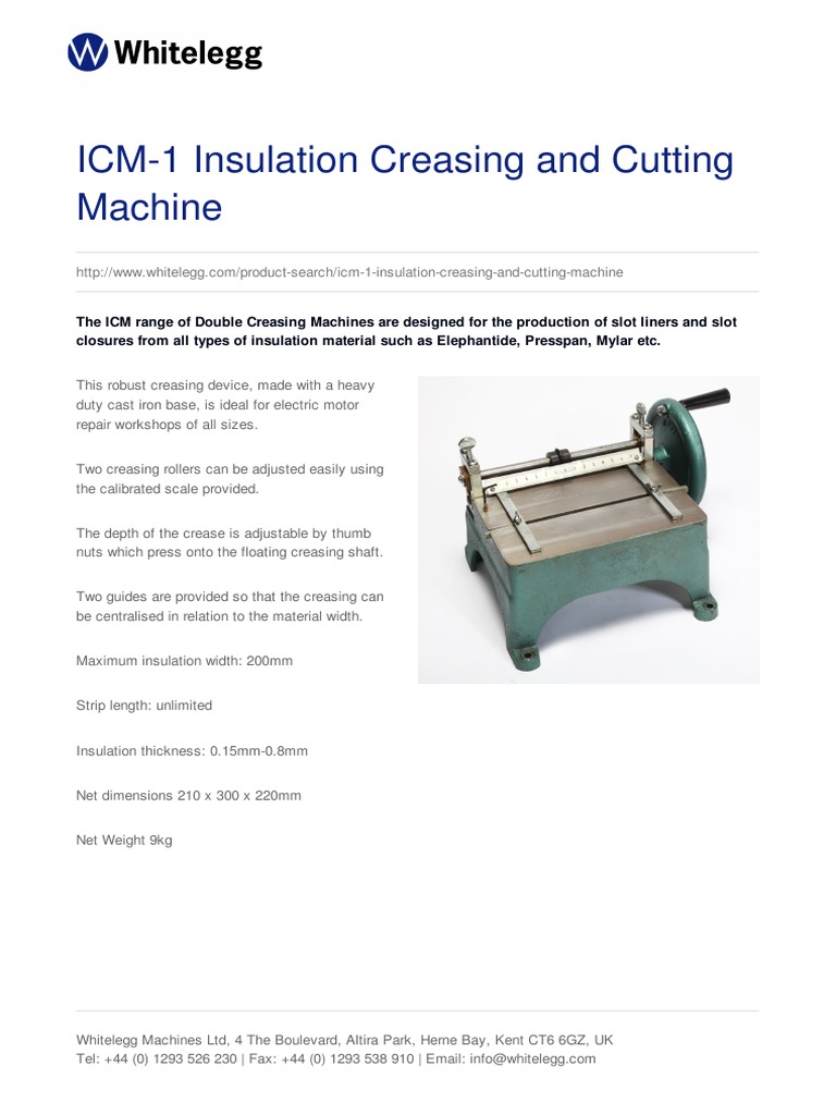 Whitelegg Icm-1 Insulation Creasing and Cutting Machine | PDF