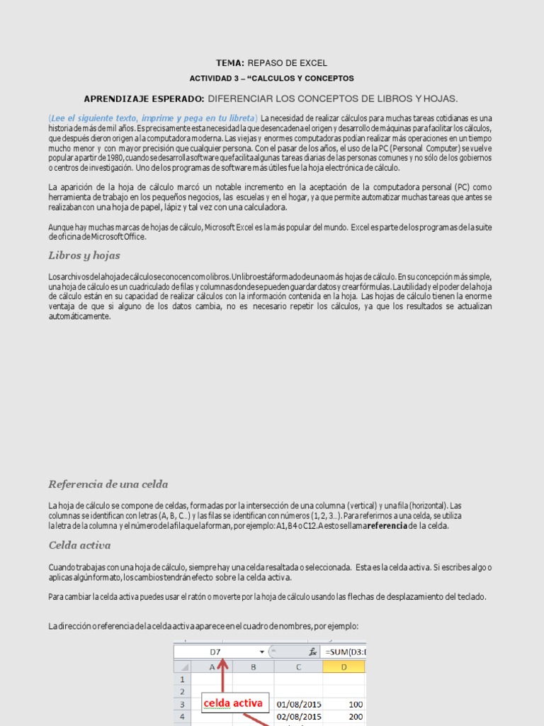 Tema 3 Informatica2 Repaso Excel PDF | PDF | Microsoft Excel | Hoja de cálculo