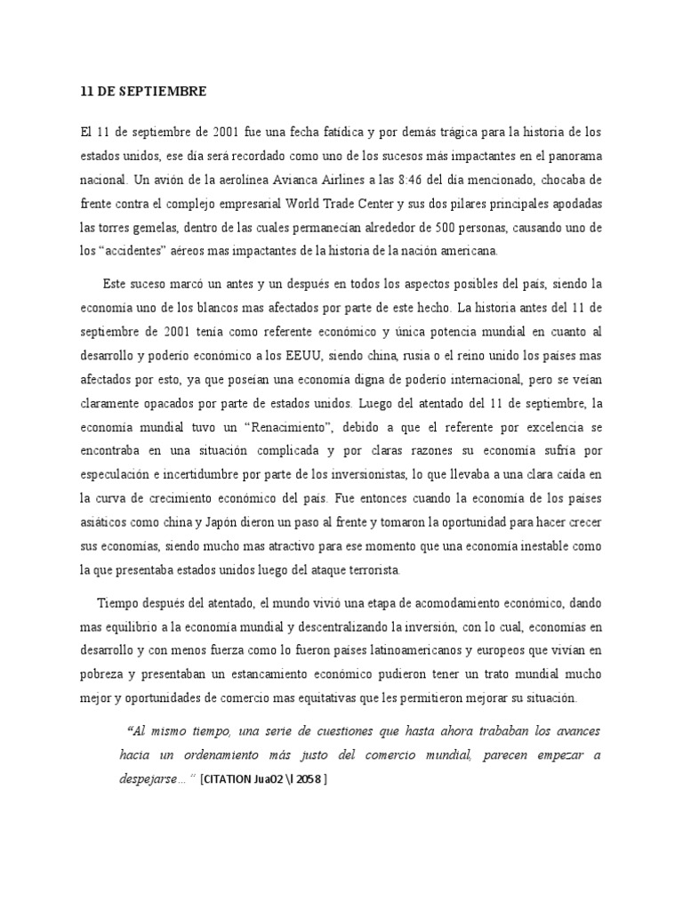 Ensayo 11 de Septiembre | PDF | Ataques del 11 de septiembre | World ...
