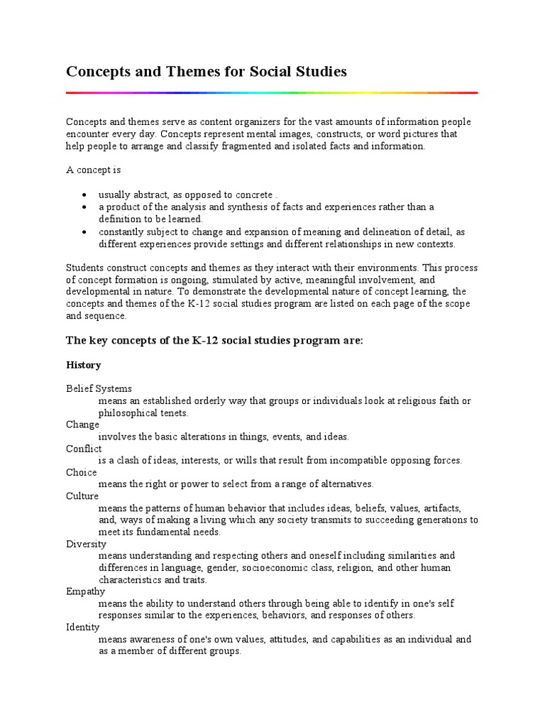 Concepts and Themes For Social Studies | PDF | Human Behavior | Geography