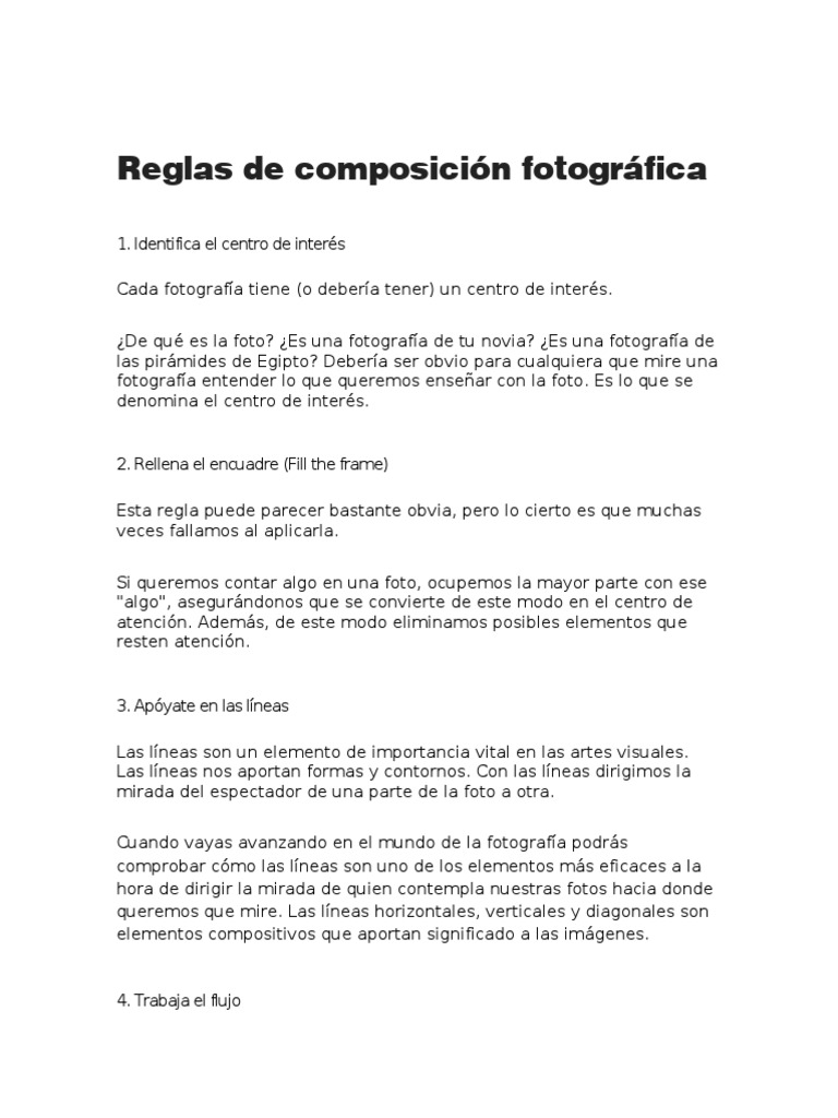 Reglas de Composición Fotográfica | PDF | Color | Composición (artes ...