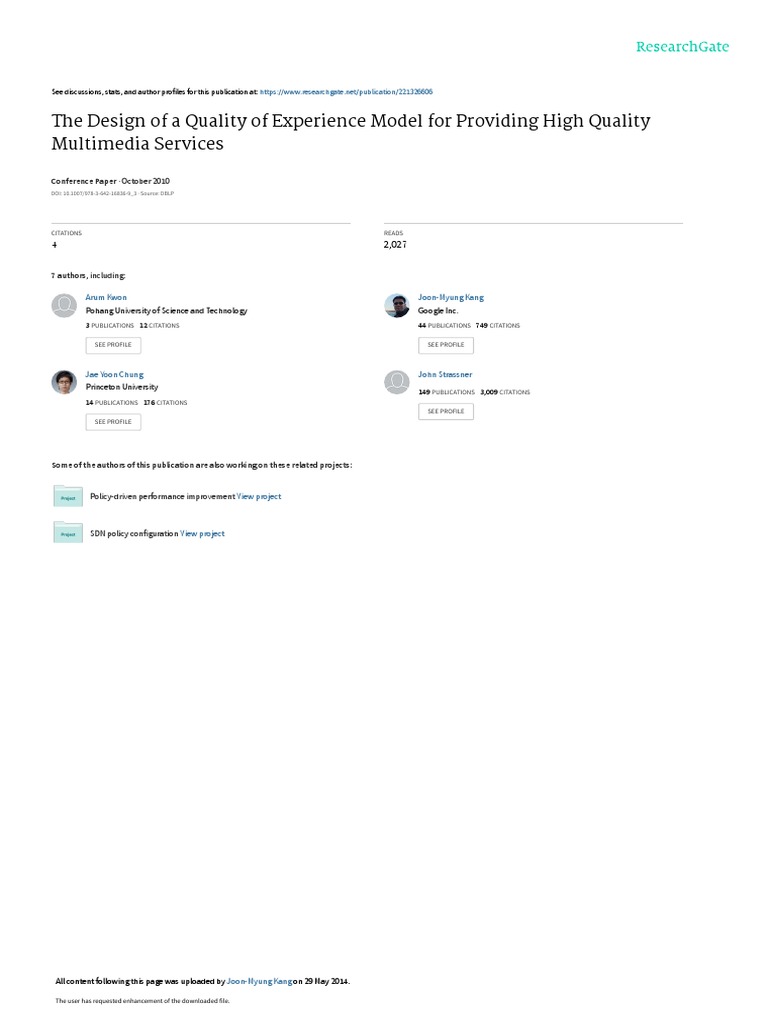 The Design of A Quality of Experience Model For PR | PDF | Quality Of ...