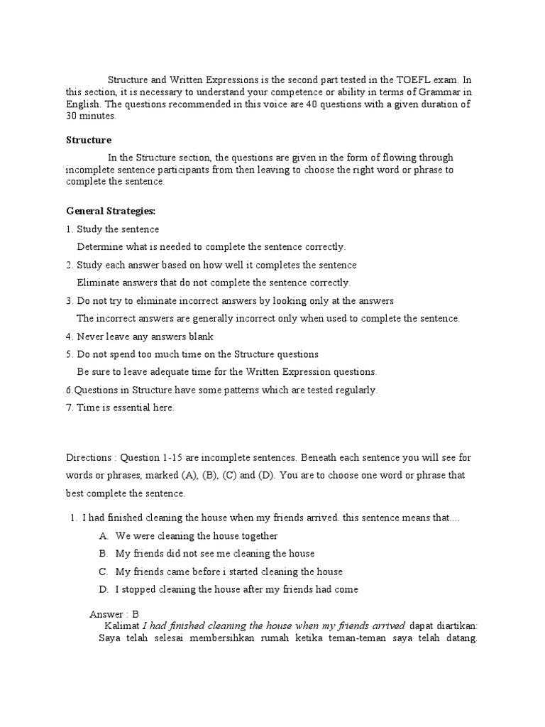 Structure and Written Expressions | PDF | Question | Sentence (Linguistics)