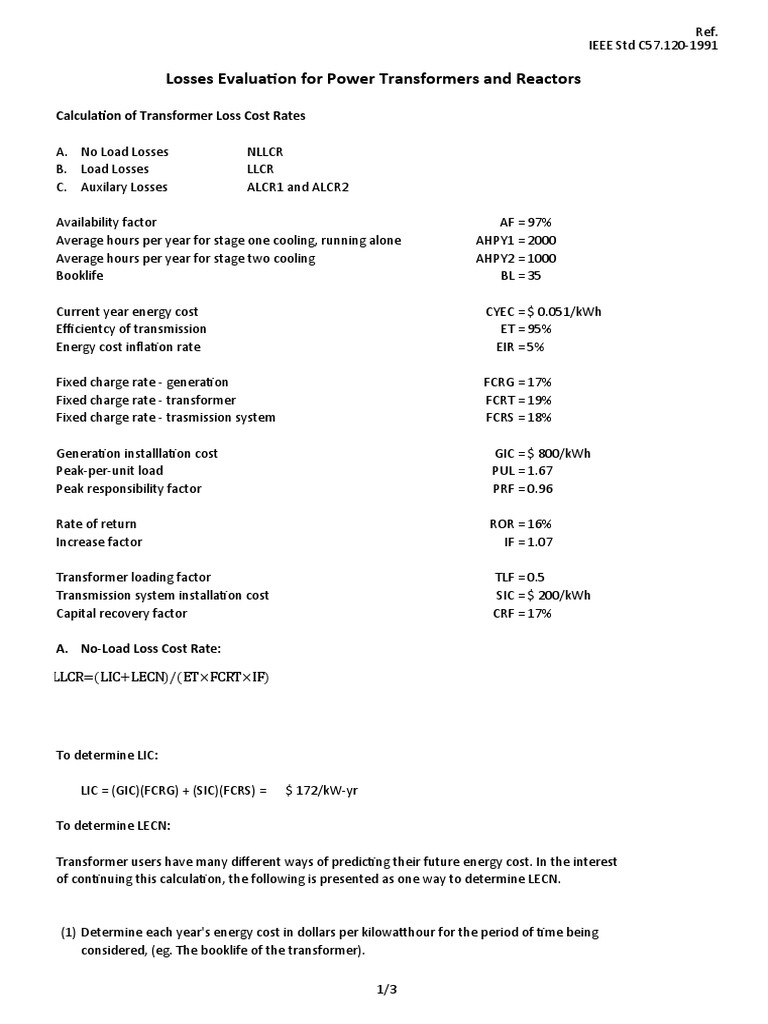 Transformer Loss Evaluation Sheet | PDF | Kilowatt Hour | Nature
