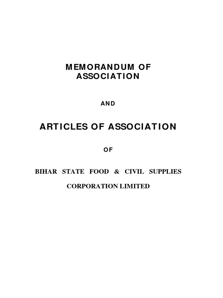Memorandum of Association | PDF | Promissory Note | Securities (Finance)