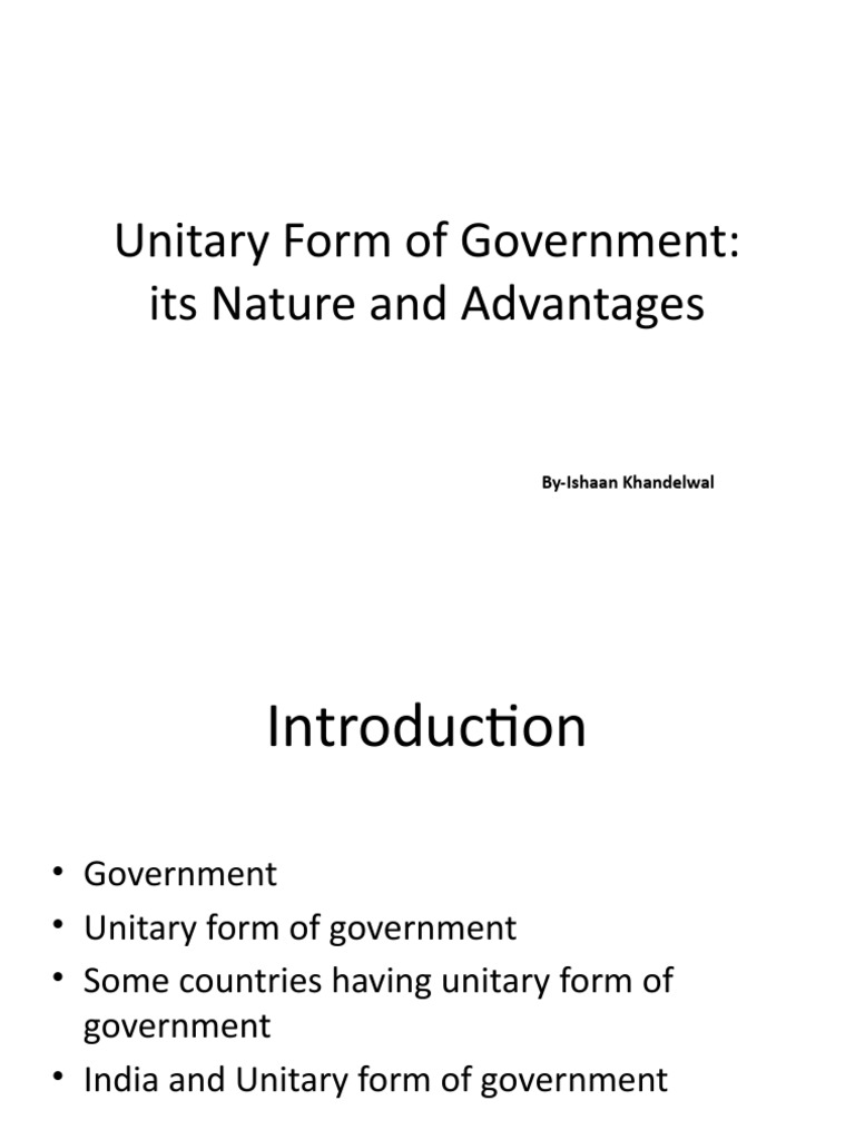 Unitary Form of Government | PDF