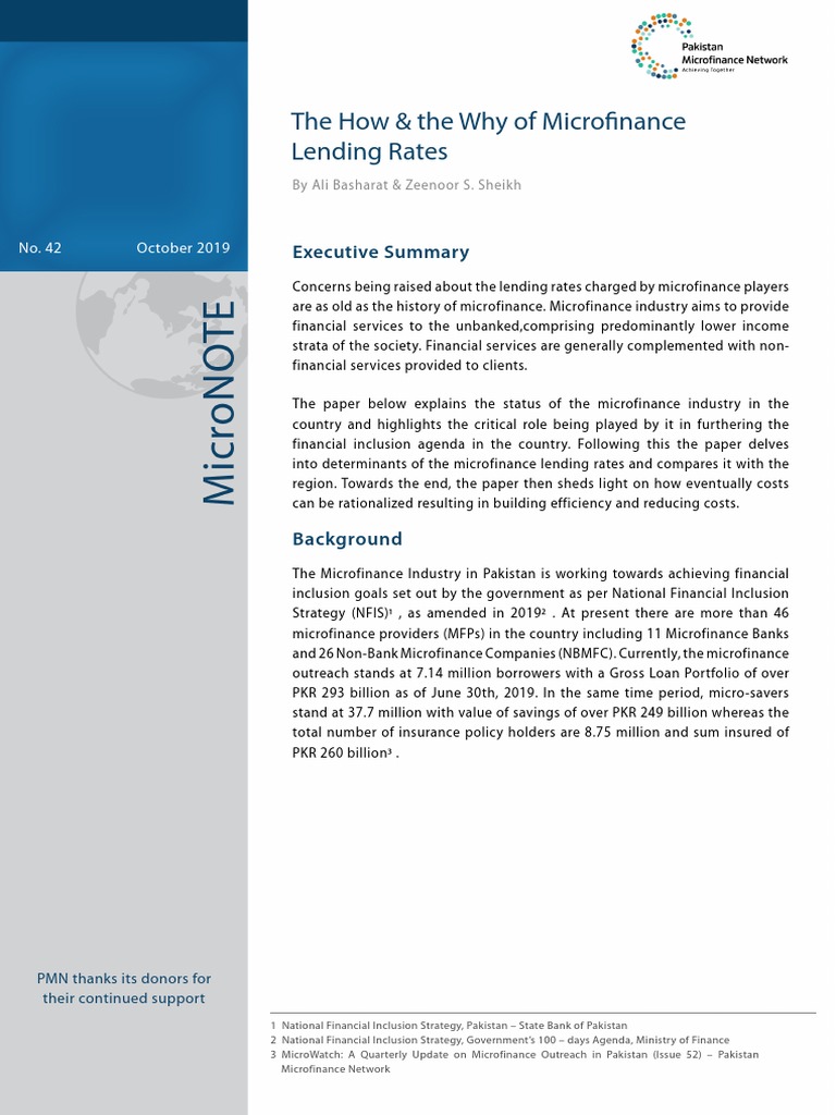 The How & The Why of Microfinance Lending Rates | PDF