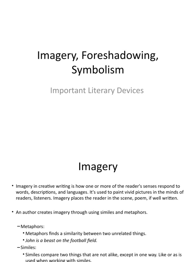 Imagery Foreshadowing Symbolism | PDF | Metaphor | Symbolism (Arts)
