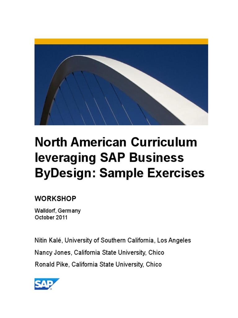 North American Curriculum Leveraging Sap Business Bydesign: Sample Exercises | PDF | Accounts ...