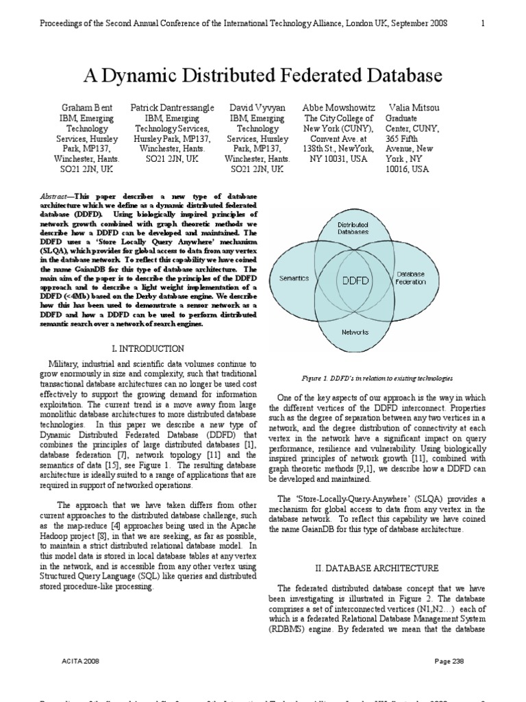 A Dynamic Distributed Federated Database: Graham Bent Patrick Dantressangle David Vyvyan Abbe ...