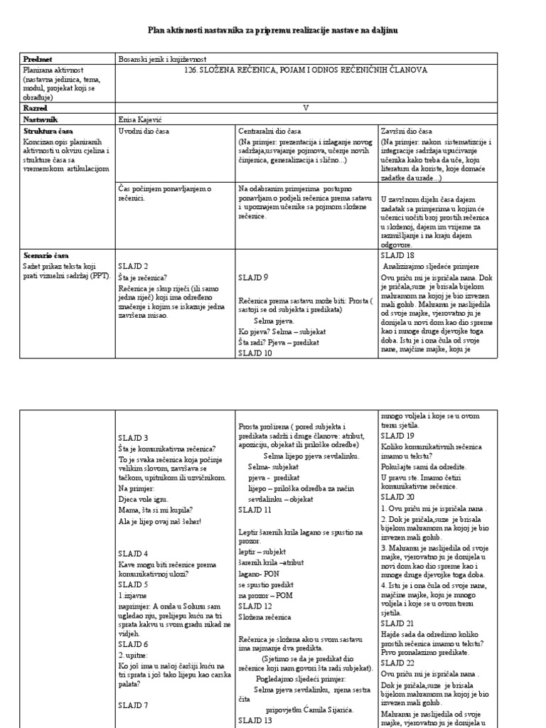 Priprema 5.razred Slozena Recenica | PDF