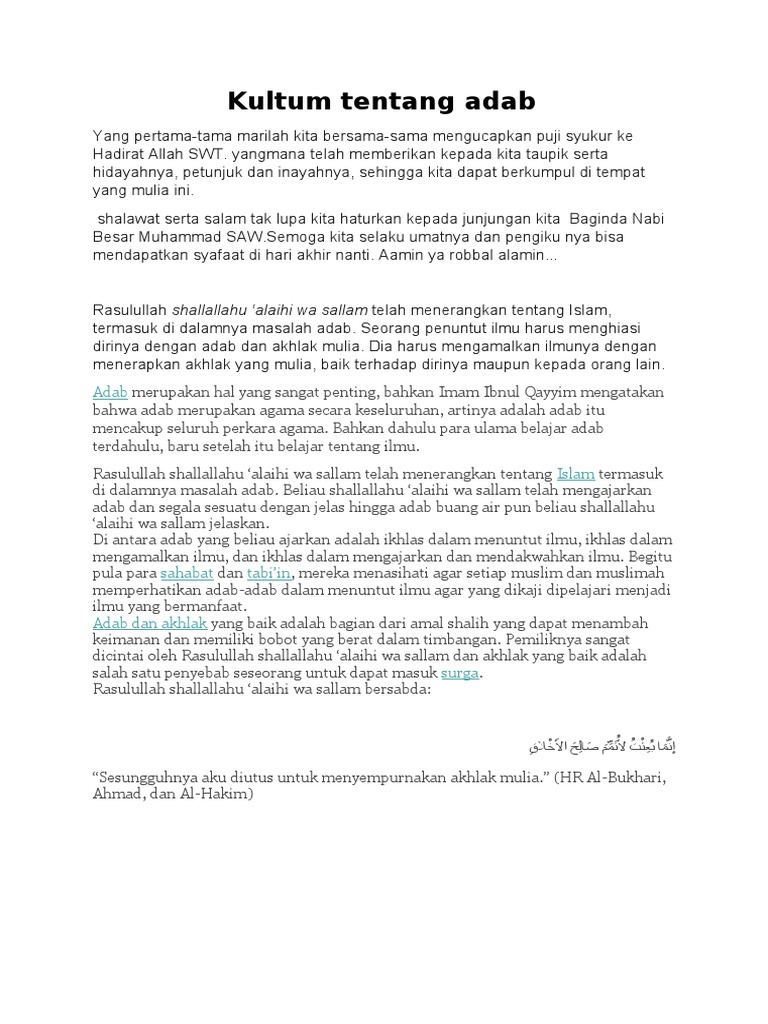 Kultum Tentang Adab | PDF