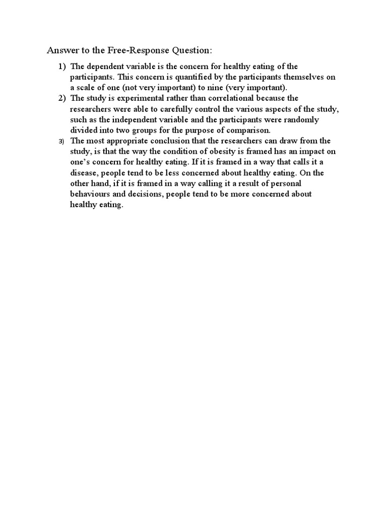 Answer To The Free-Response Question | PDF