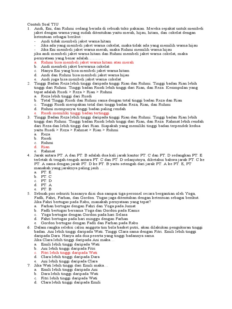 Contoh Soal TIU | PDF