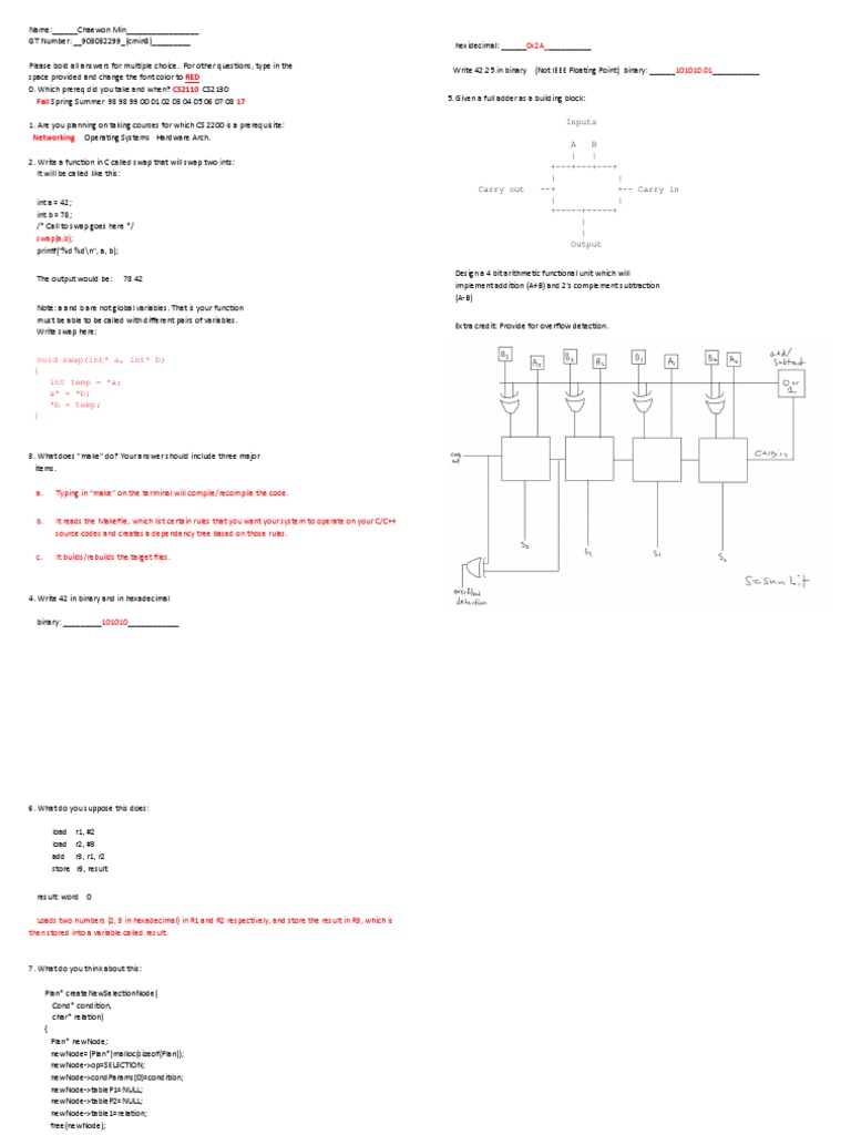 CS2200 Diagnositc | PDF | Software | Areas Of Computer Science