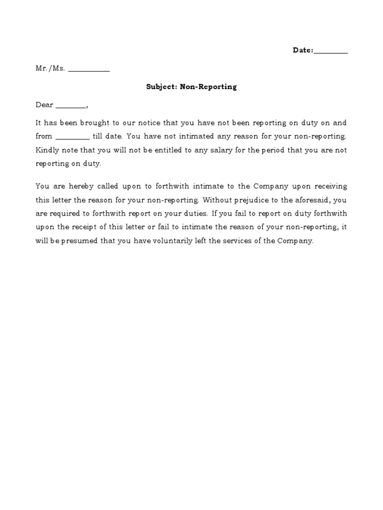 Letter For Non-Reporting | PDF