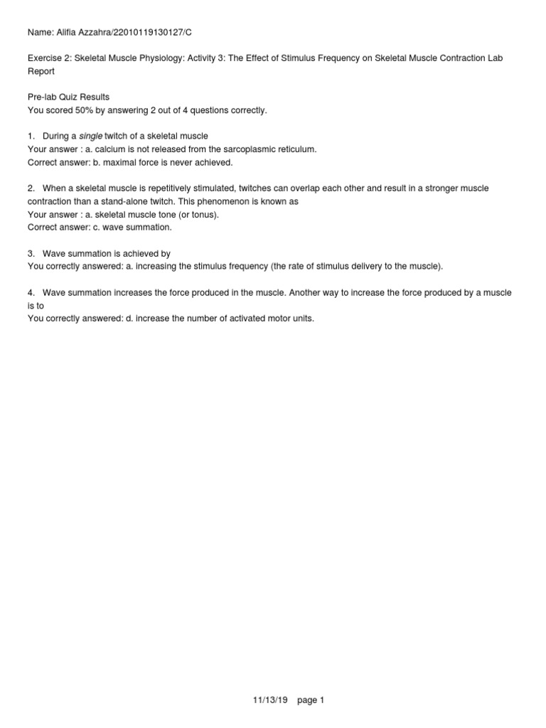 Physio Ex Act 3 Pdf Muscle Contraction Skeletal Muscle