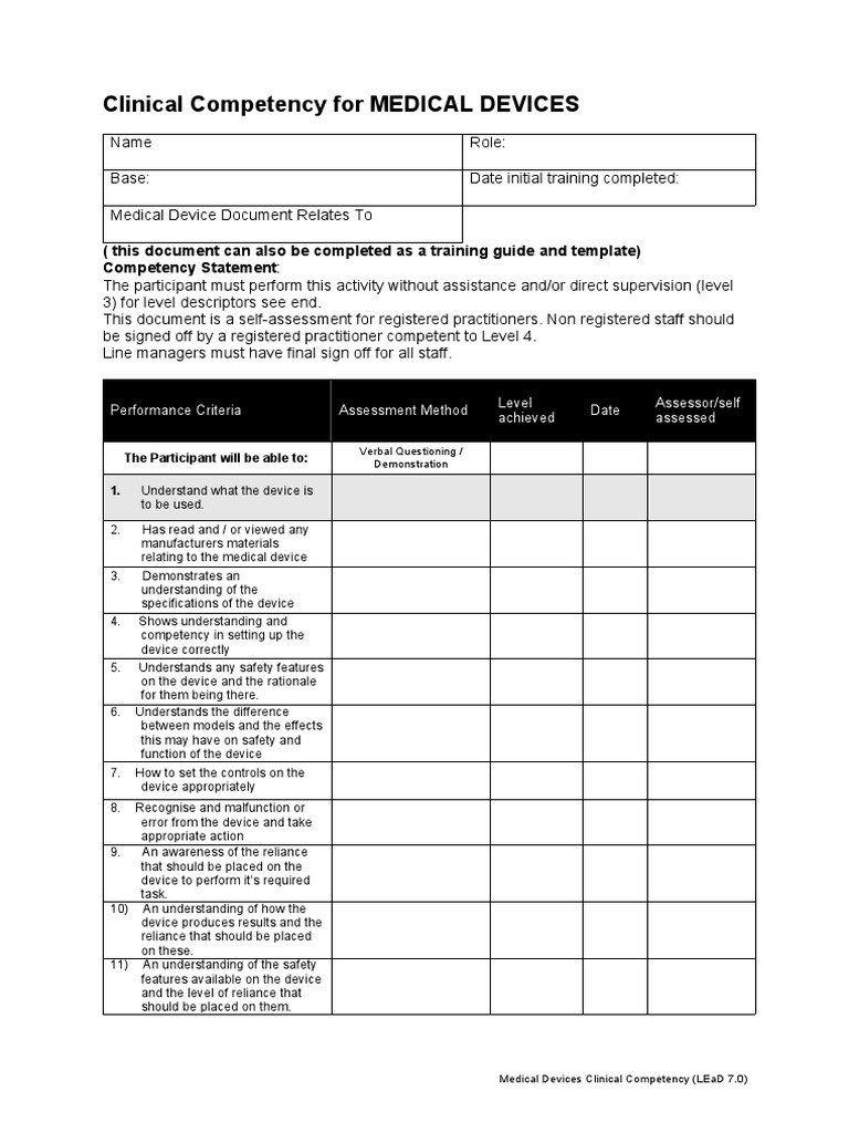 Medical Device Competency Guide | PDF | Medical Device | Evidence Based ...
