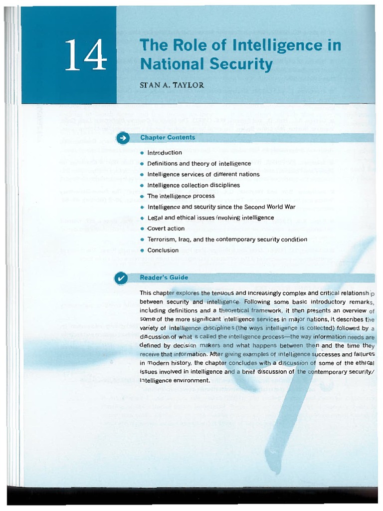 The Role of Intelligence in National Security: Stan A AY O | Download ...