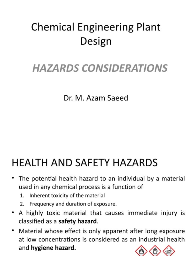 Chemical Engineering Plant Design: Hazards Considerations | PDF ...