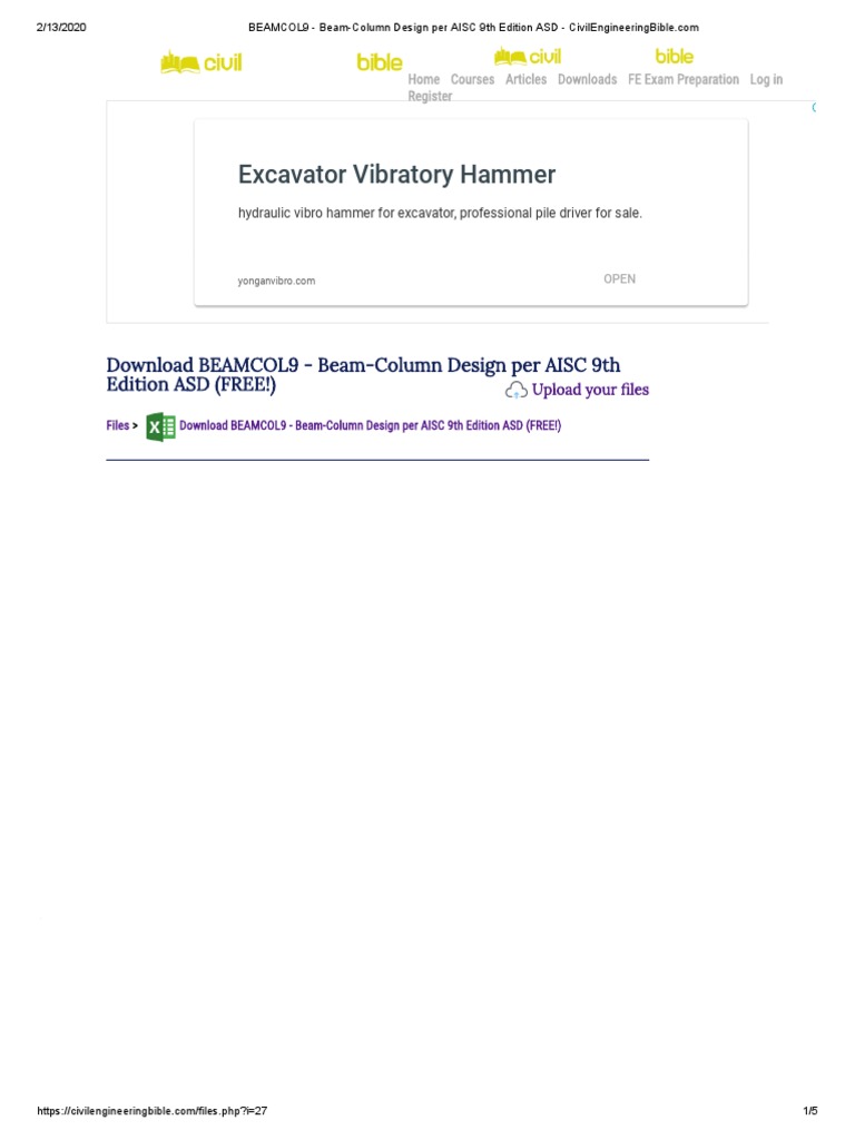 BEAMCOL9 - Beam-Column Design Per AISC 9th Edition ASD | PDF | Buckling ...