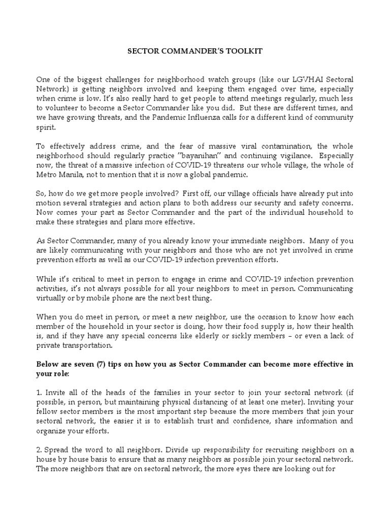 Sector Commander Toolkit | PDF | Text Messaging | Safety