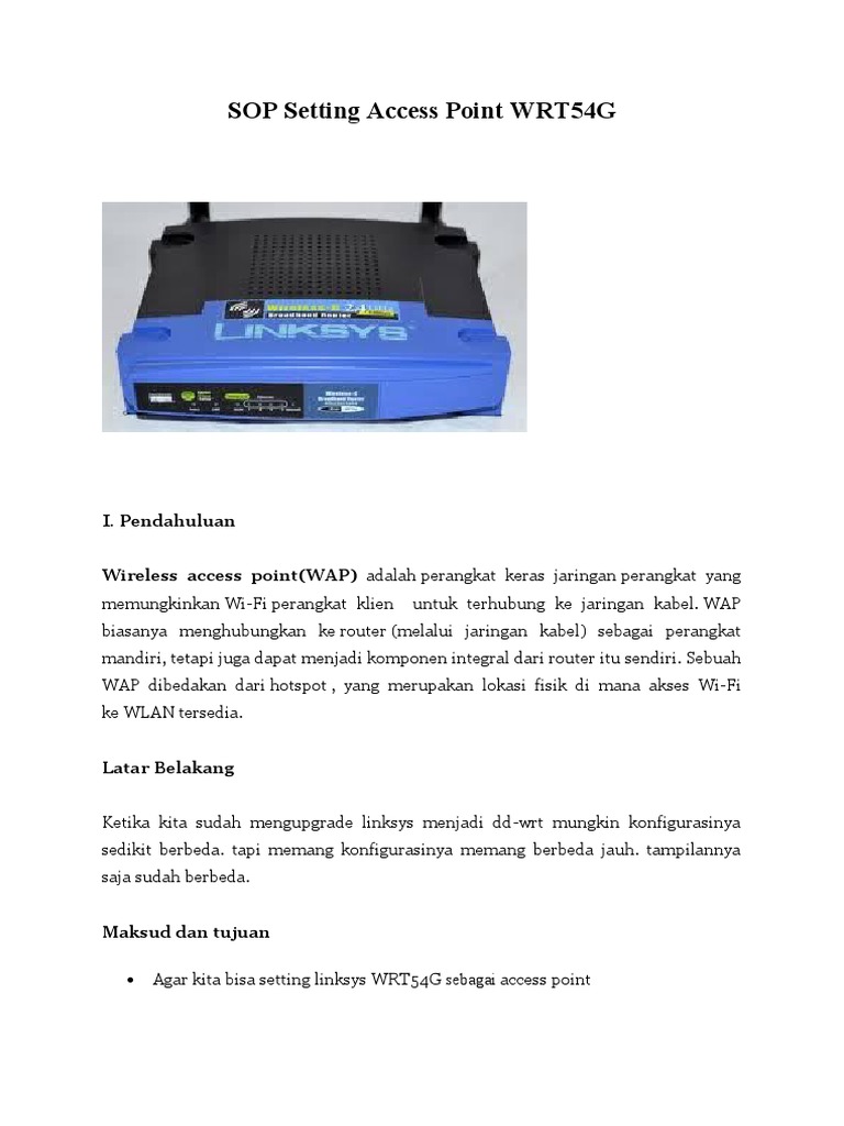 WFH SOP Setting Access Point WRT54G | PDF