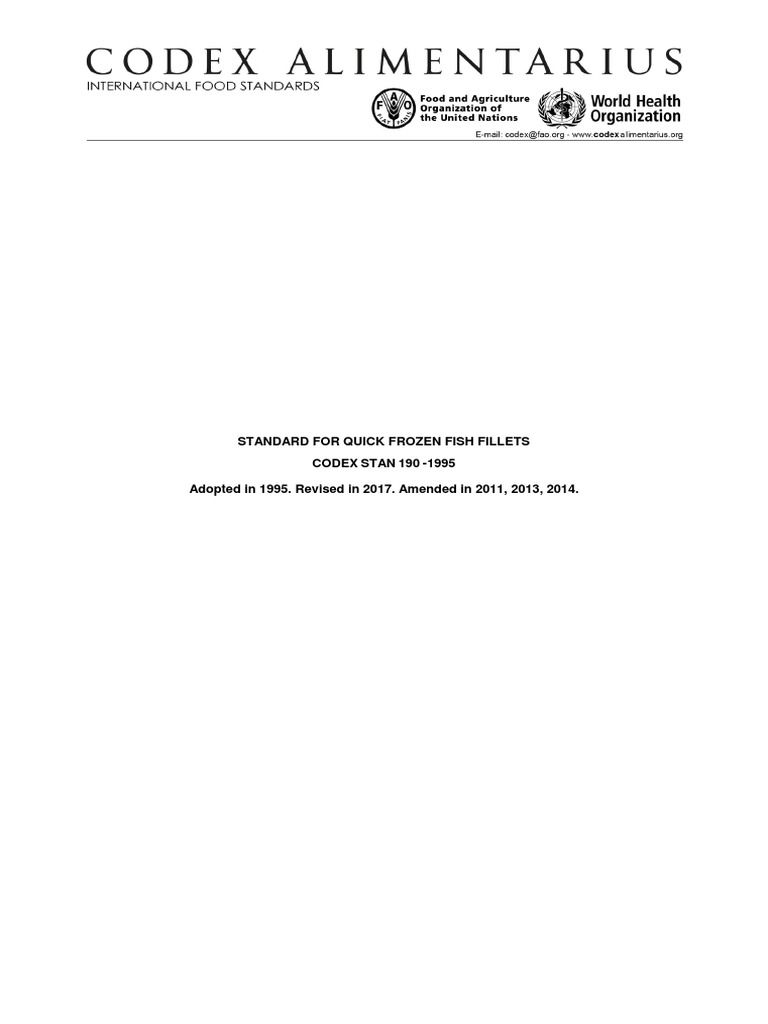 Quick Frozen Fish Fillets Standard | PDF | Drinking Water | Foods
