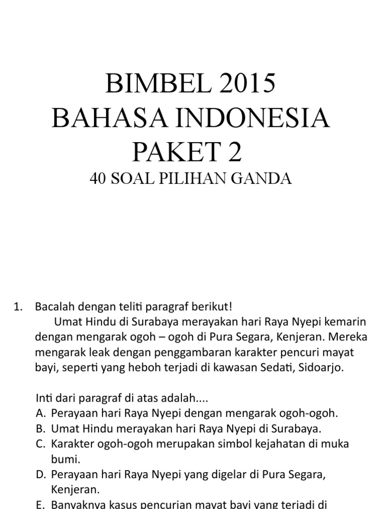 Soal Bind Paket 2 (Jumat, 9 Jan 2015) | PDF