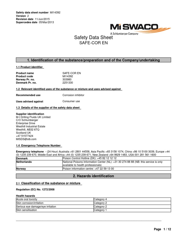 Safe Cor en CLP Sds Uk Uk | PDF | Toxicity | Personal Protective Equipment