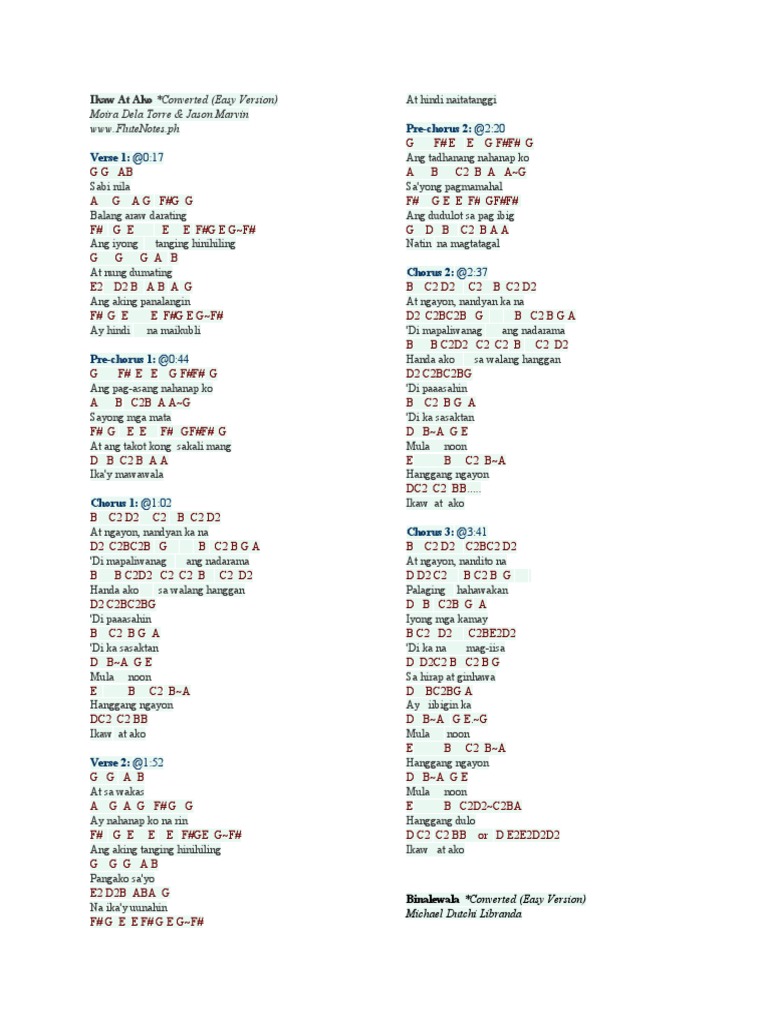 Flute Recorder Song Notes | PDF