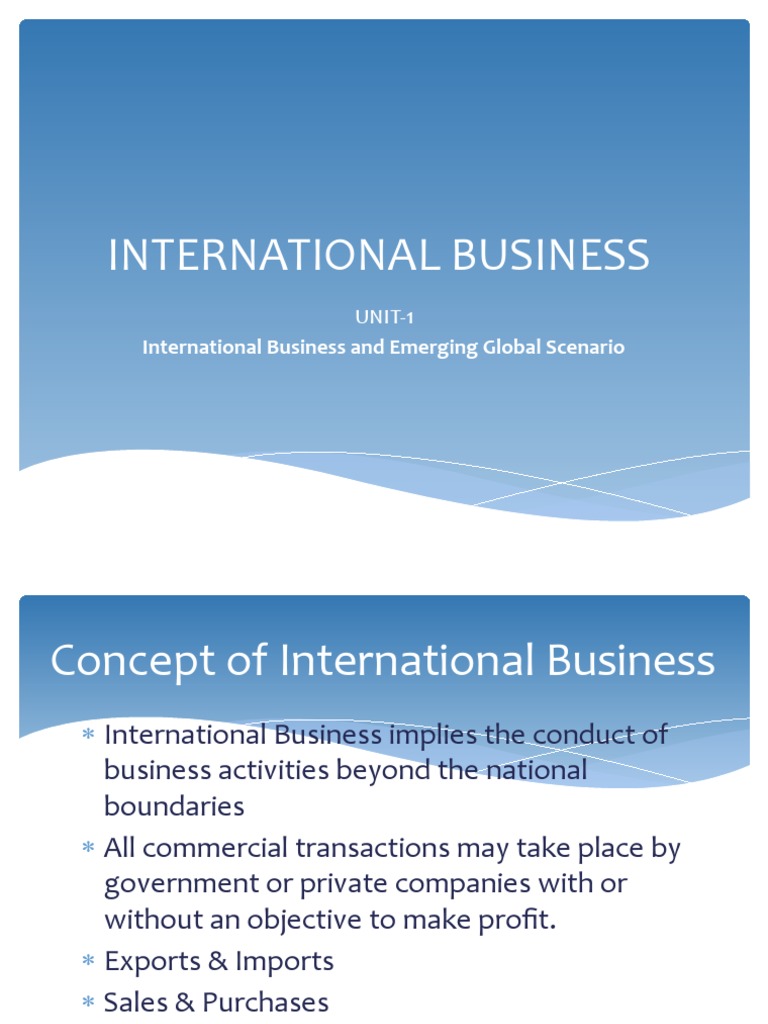 0 - UNIT 1 - Introduction | PDF | International Business | Exports