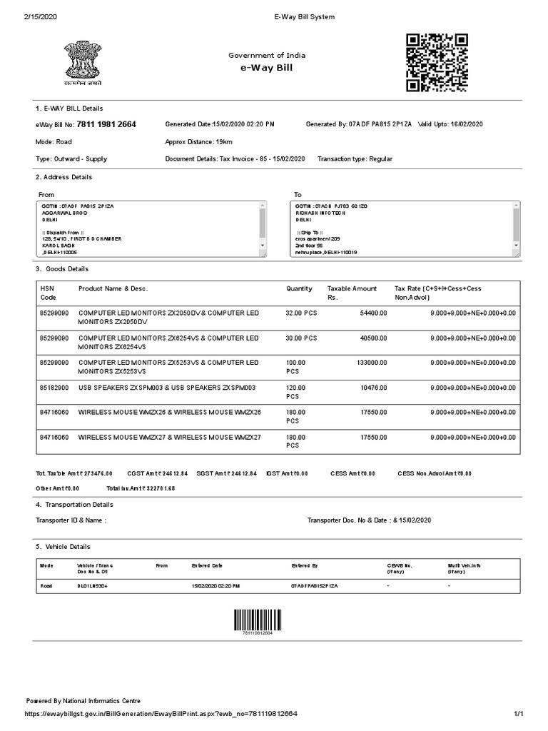 E-Way Bill: Government of India | PDF | Economy Of India | Public Finance