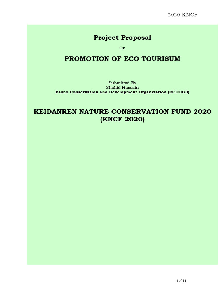 Eco Tourism Project Proposal For Grant | PDF | Sustainability ...