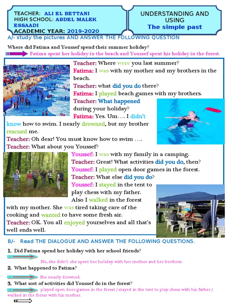 PART 1 - Simple Past Lesson Plan + Answer Key | PDF | Verb | Languages