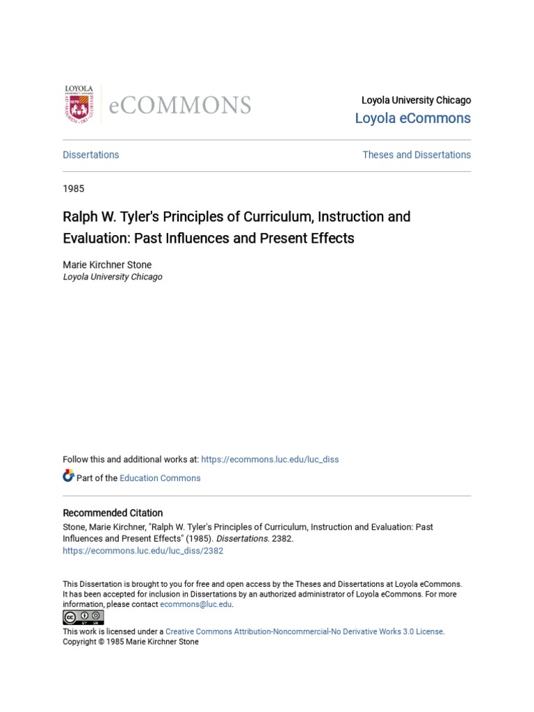 Ralph W. Tylers Principles of Curriculum Instruction and Evalua | PDF ...