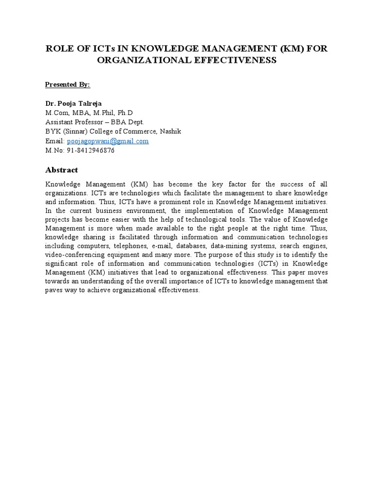 Abstract ICT - Dr. Pooja Talreja | PDF