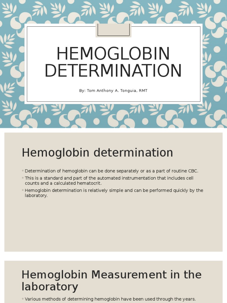 Hemoglobin Determination Methods | PDF