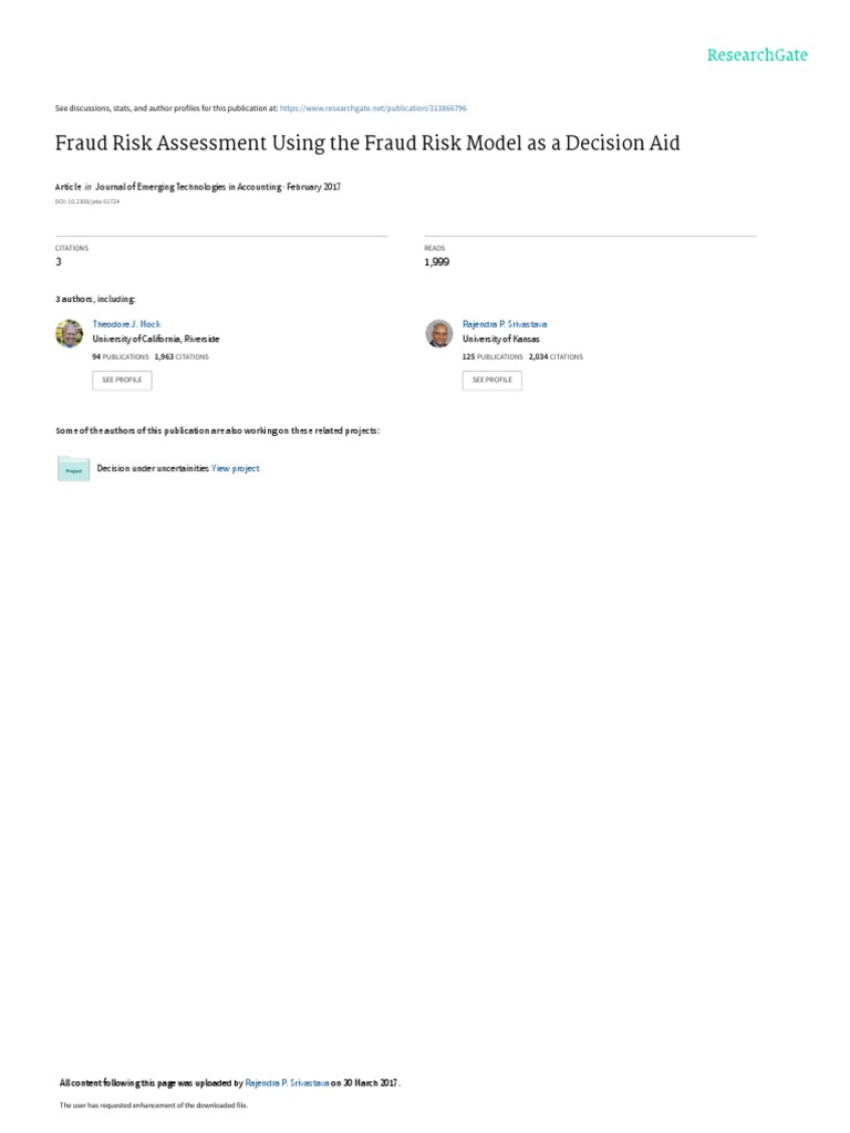 Fraud Risk Assessment Using The Fraud Risk Model As A Decision Aid ...
