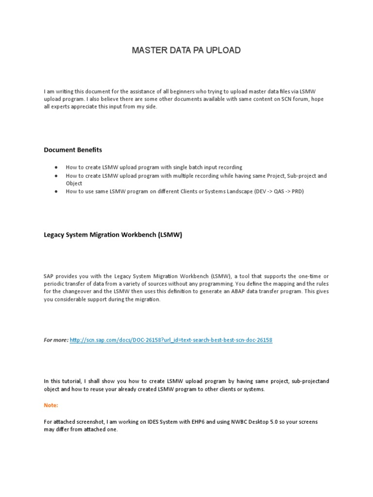 LSMW Master Data Upload Guide | PDF | Button (Computing) | Computing